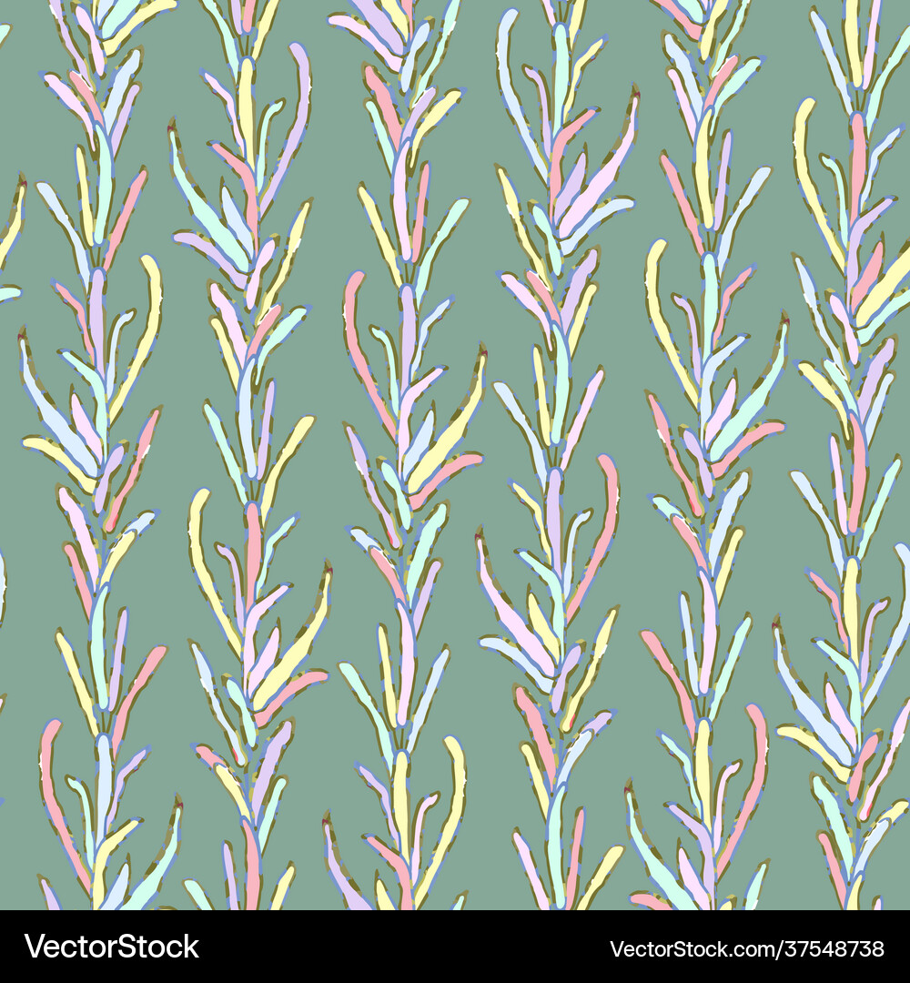 Seamless colorful pattern with foliage and plants Vector Image