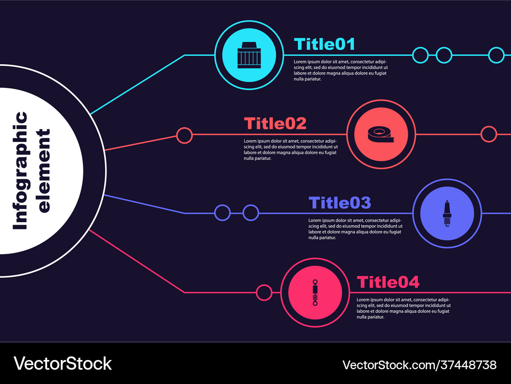 Set car air filter scotch tape spark plug Vector Image
