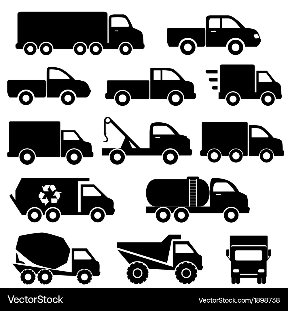 Set truck icons Royalty Free Vector Image - VectorStock