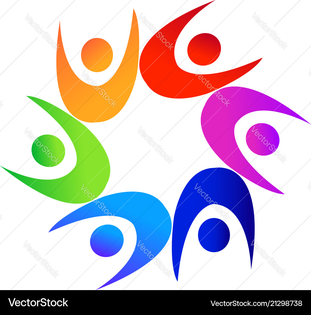 Teamwork colorful diverse people logo Royalty Free Vector
