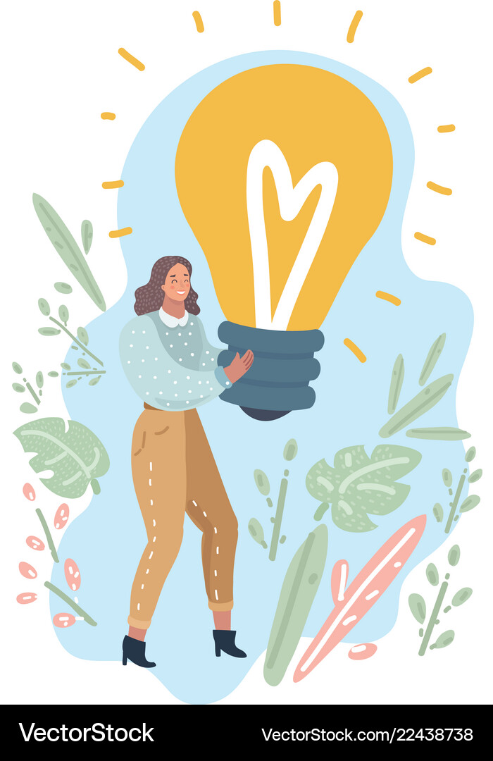 Woman showing light bulb Royalty Free Vector Image