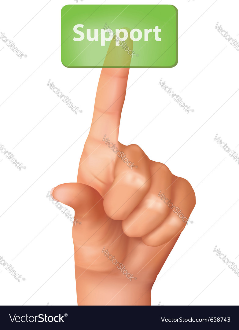 A finger pushing support button Royalty Free Vector Image