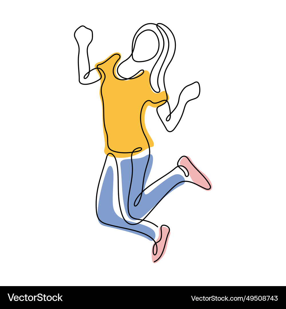 Cheerful jumping woman Royalty Free Vector Image