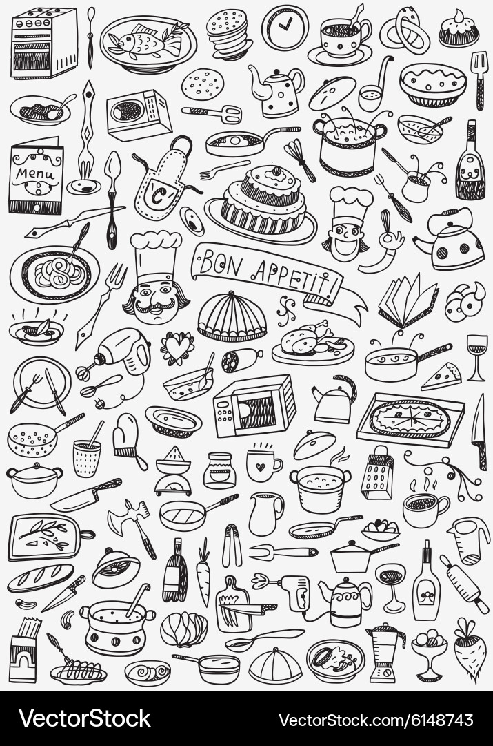 Cookery food doodles Royalty Free Vector Image