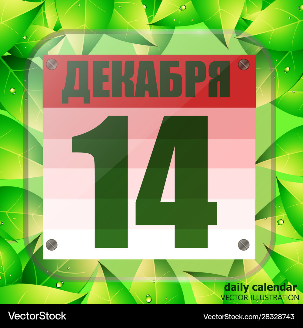 December 14 icon calendar date for planning Vector Image