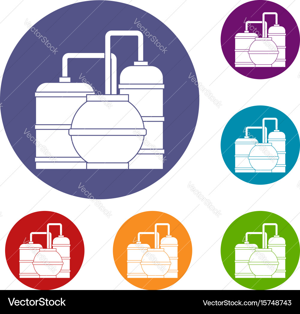 Gas storage tanks icons set Royalty Free Vector Image