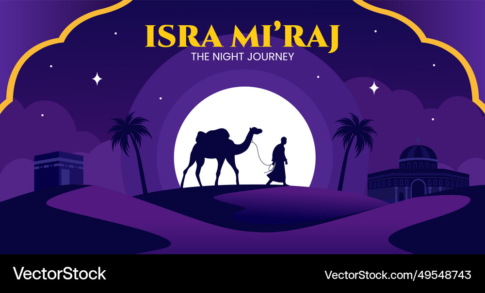 Isra miraj post flat cartoon hand drawn templates Vector Image