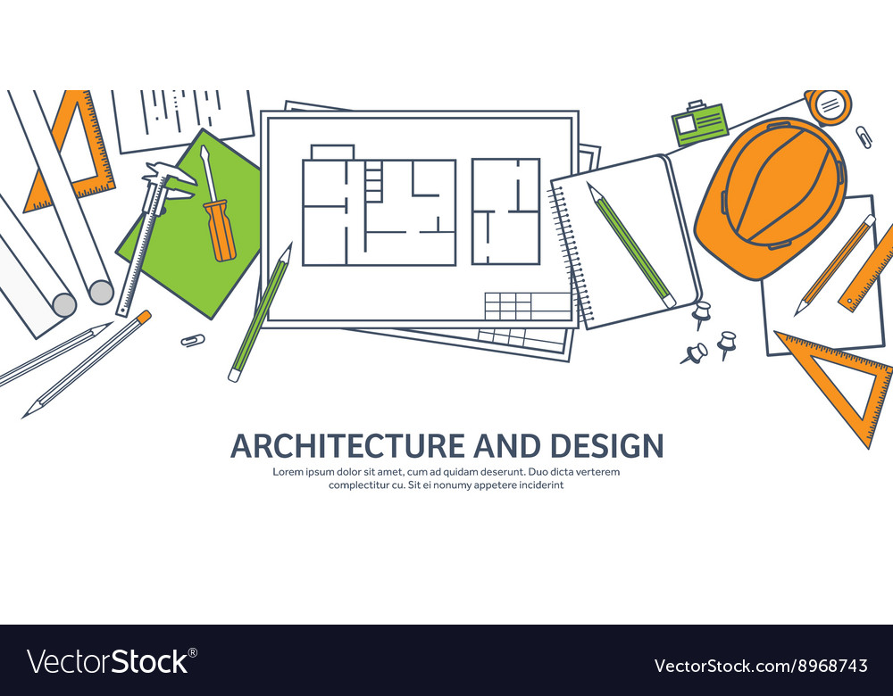 Lined outline engineering Royalty Free Vector Image