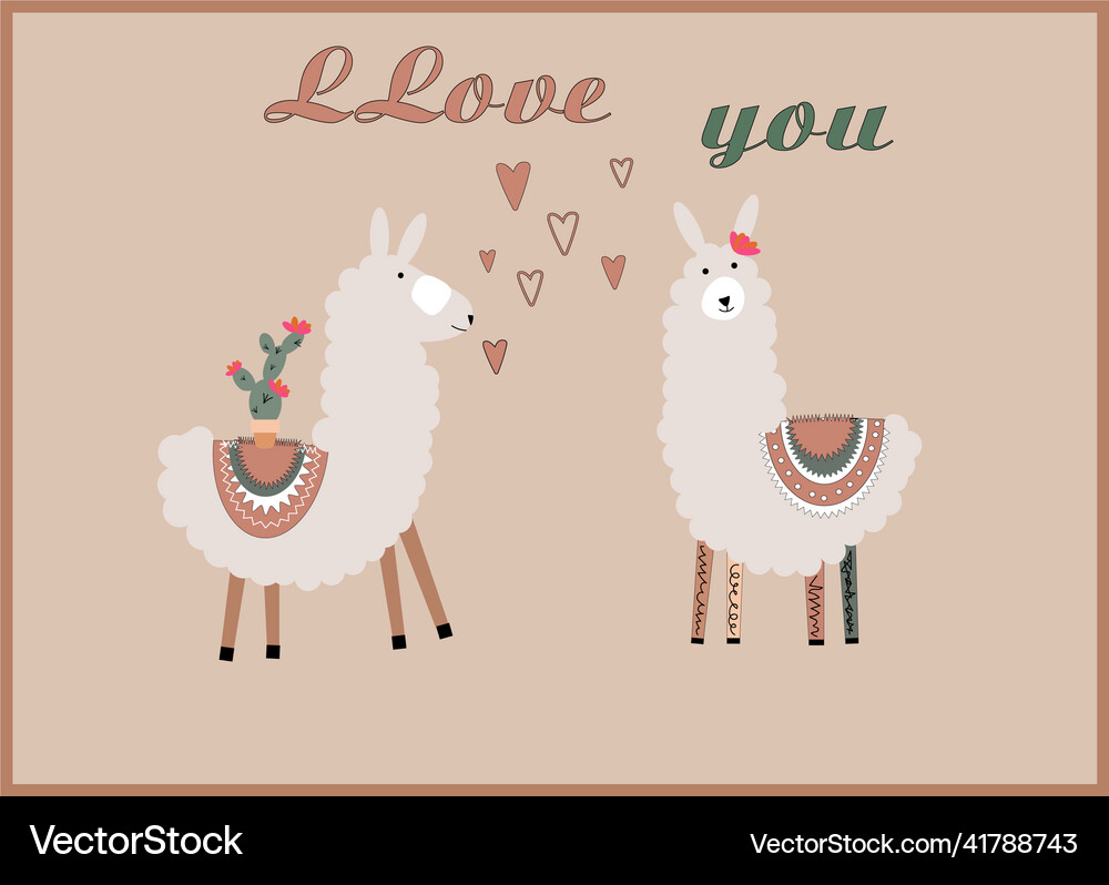 Llama declaration of love Royalty Free Vector Image
