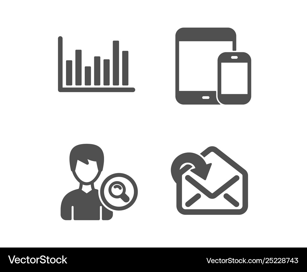 Mobile devices bar diagram and search people Vector Image