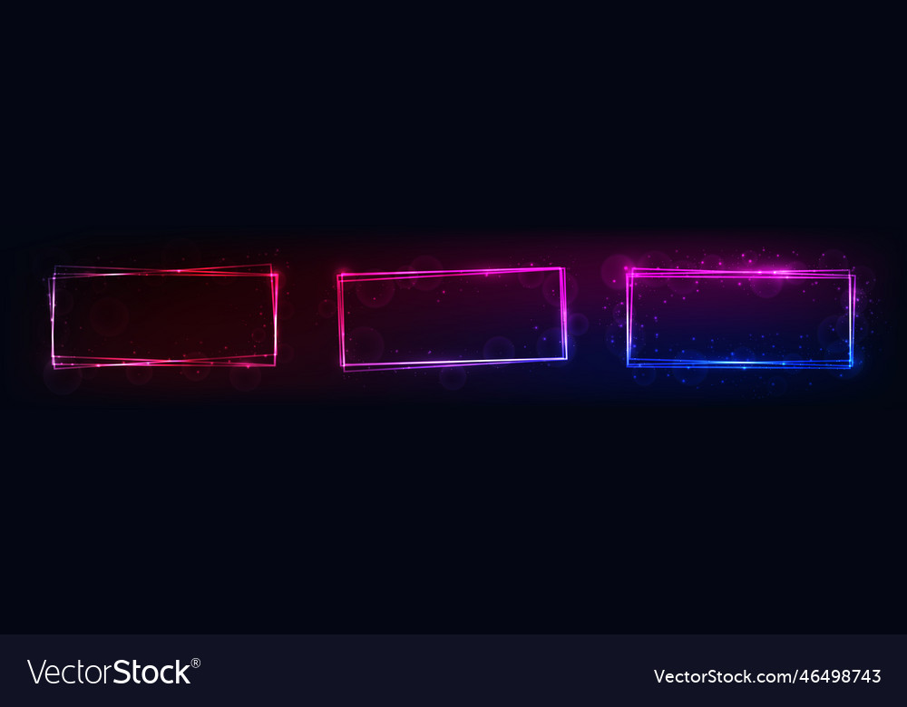 Neon rectangular frame with shining effects Vector Image