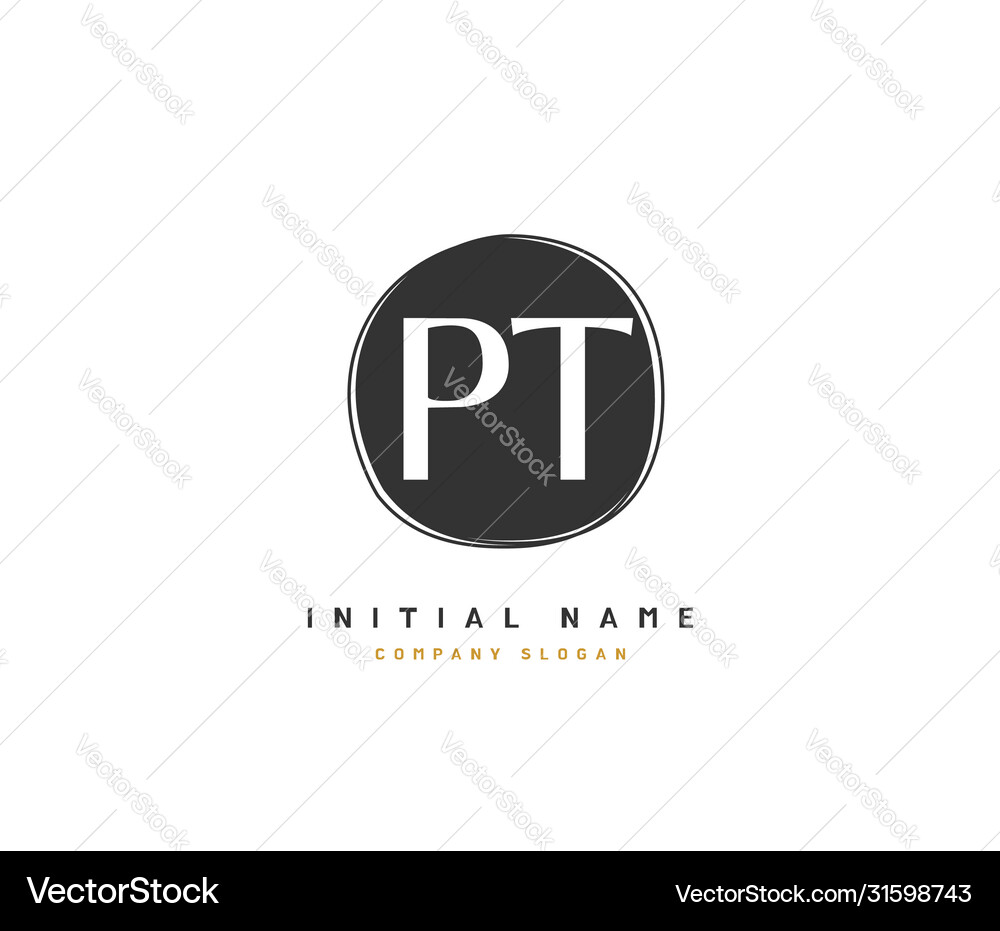 P t pt beauty initial logo handwriting logo Vector Image