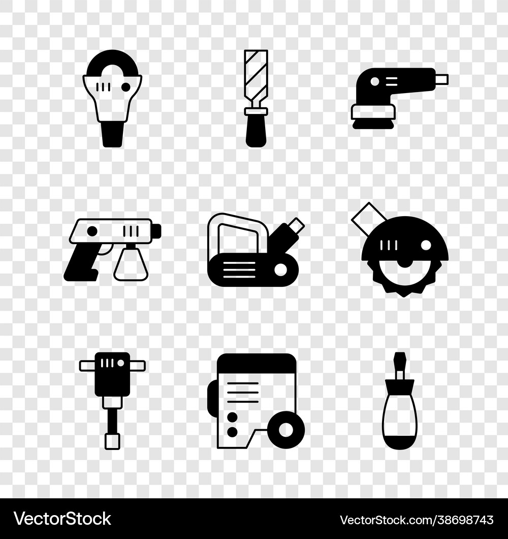 Set angle grinder rasp metal file electric Vector Image