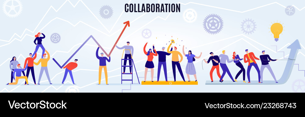 Teamwork horizontal Royalty Free Vector Image - VectorStock
