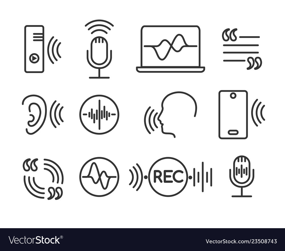 Voice recognition icons Royalty Free Vector Image