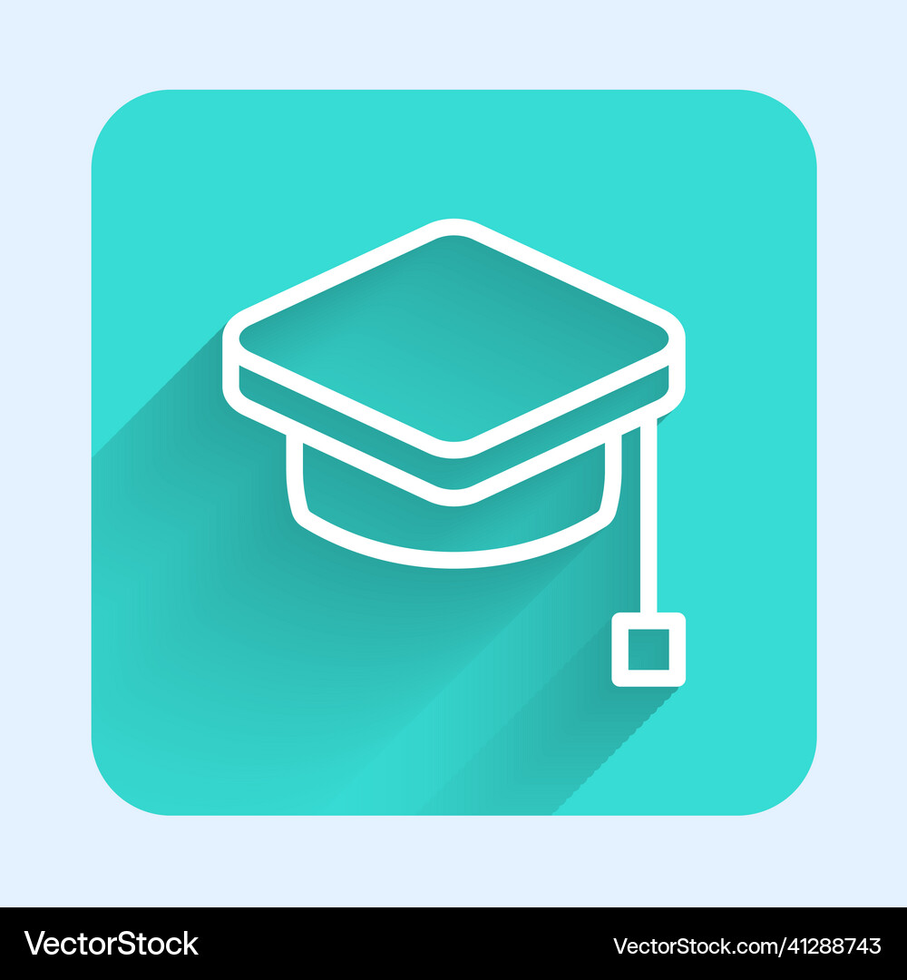 White line graduation cap icon isolated with long Vector Image