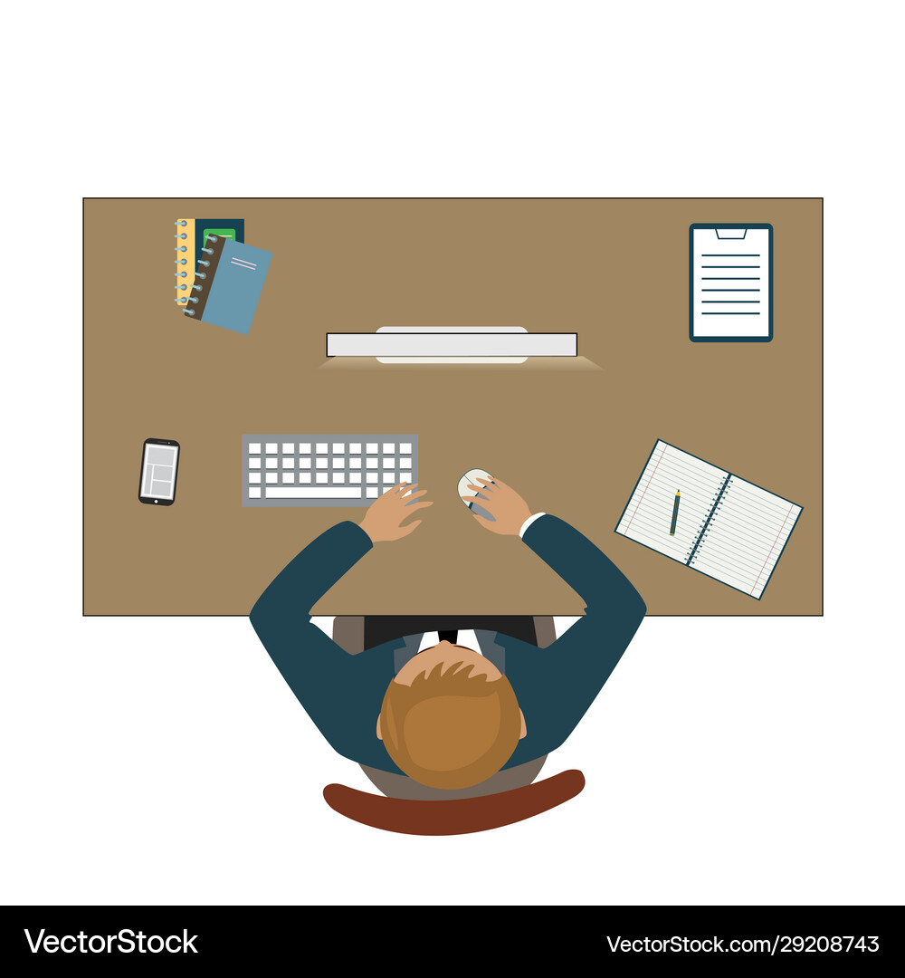 Workplace with top view businessman or office Vector Image