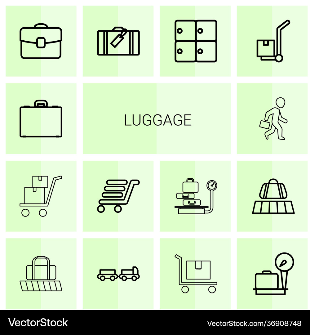 14 luggage icons Royalty Free Vector Image - VectorStock