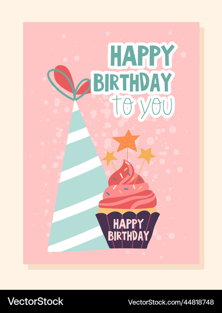Birthday greeting postcard Royalty Free Vector Image