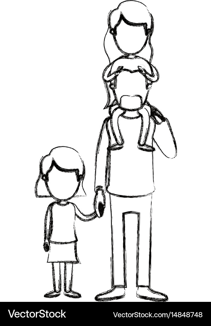 Blurred silhouette caricature faceless dad Vector Image