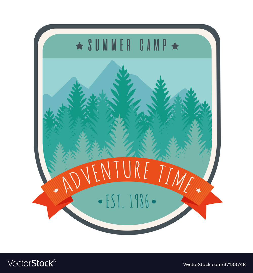 Camping patch forest Royalty Free Vector Image
