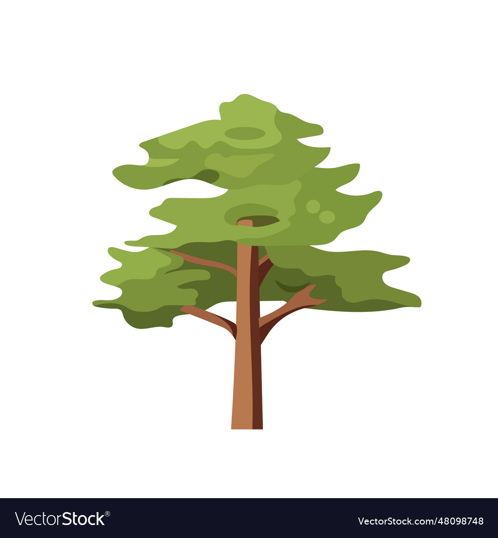 Green tree flat design template Royalty Free Vector Image