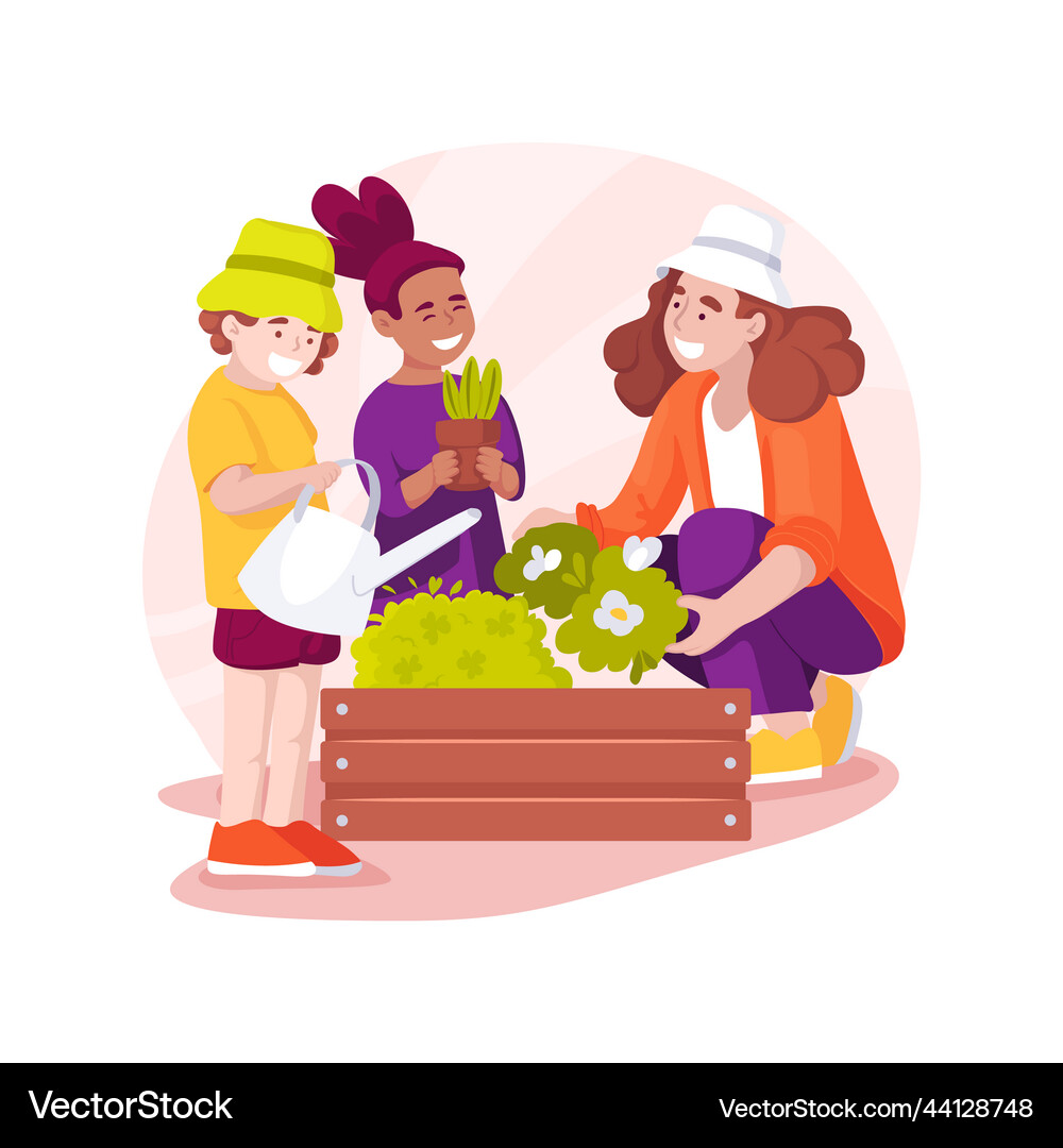 Growing garden isolated cartoon Royalty Free Vector Image