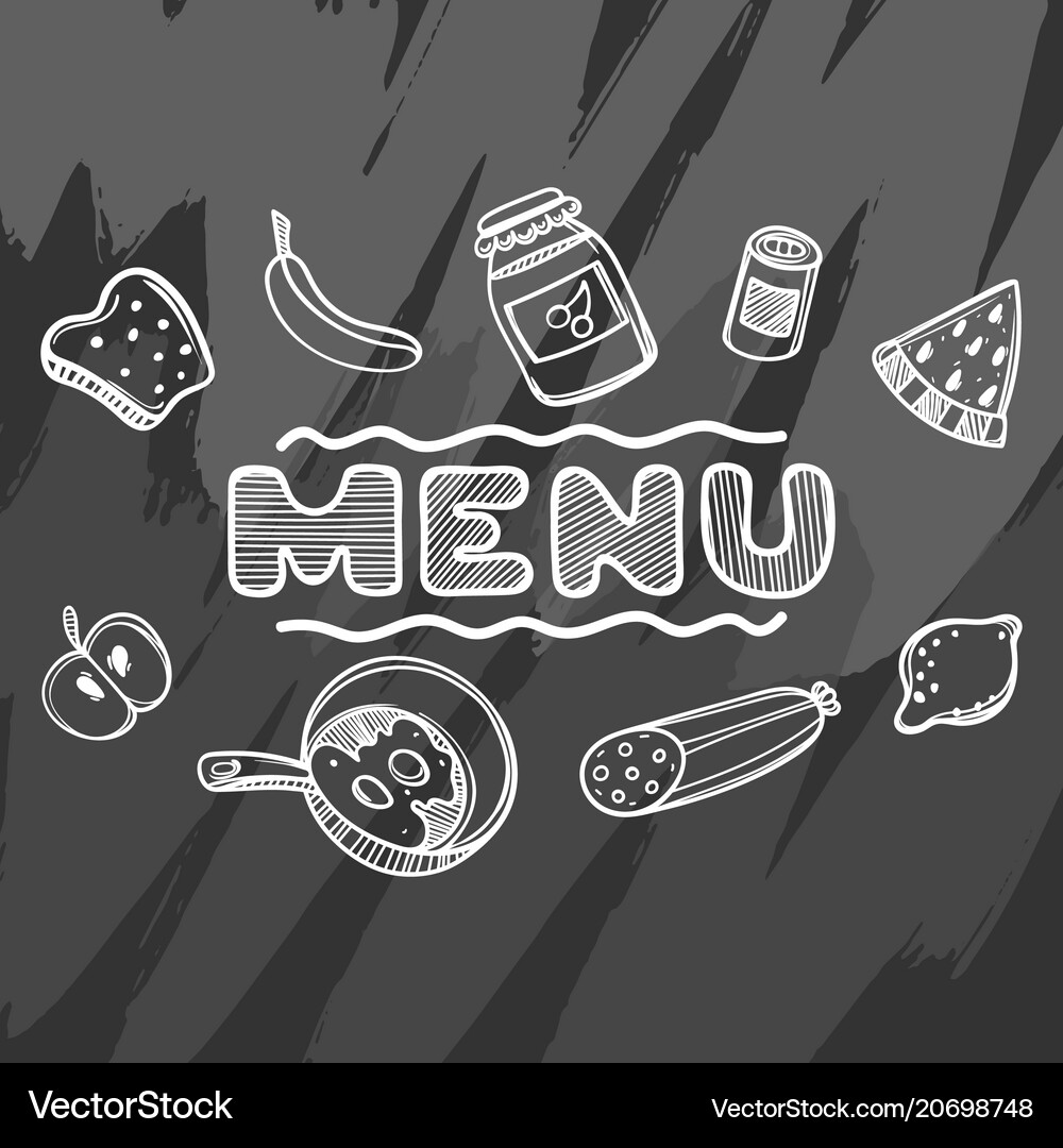 Hand drawn menu for cafe with food Royalty Free Vector Image