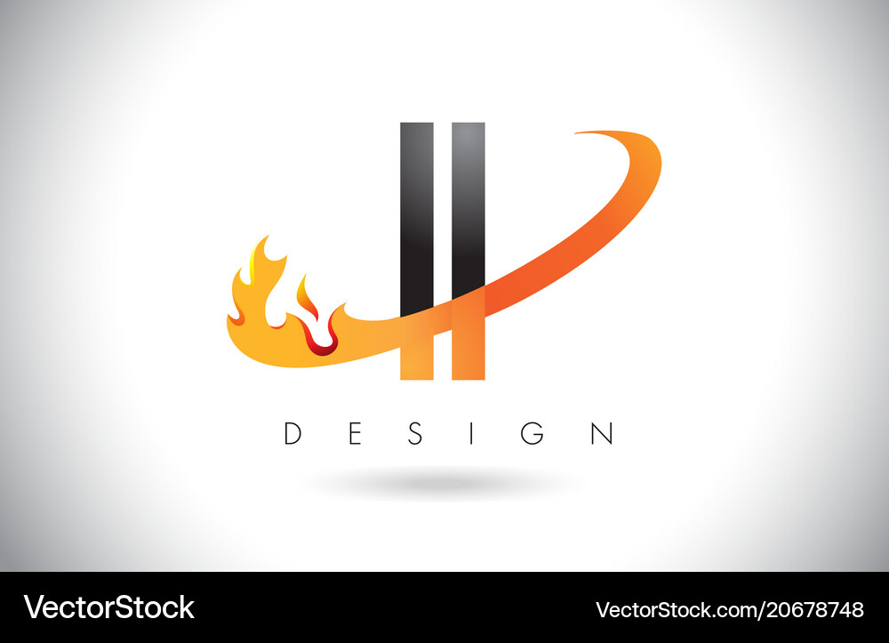 Ii i letter logo with fire flames design Vector Image