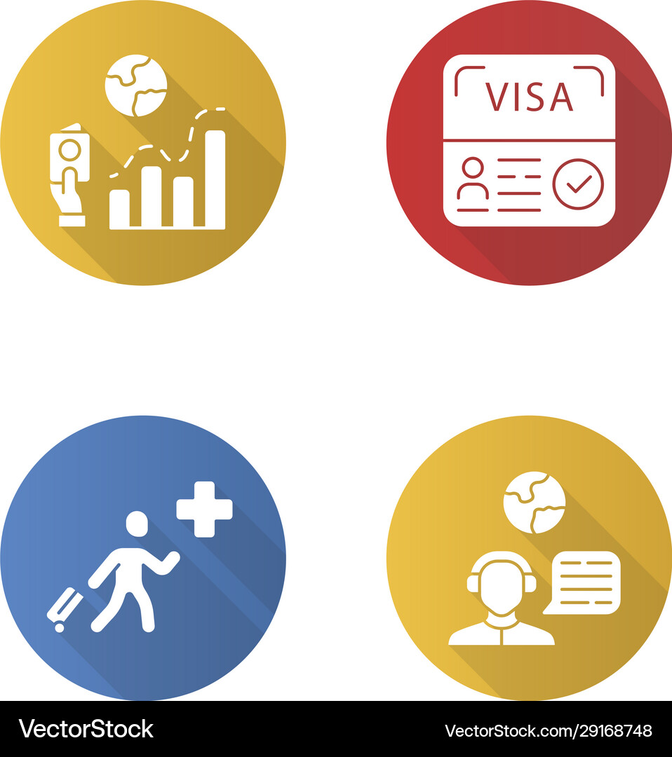 Immigration flat design long shadow glyph icons Vector Image
