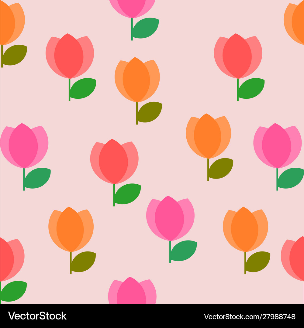 Seamless colorful tulip flowers pattern on light Vector Image