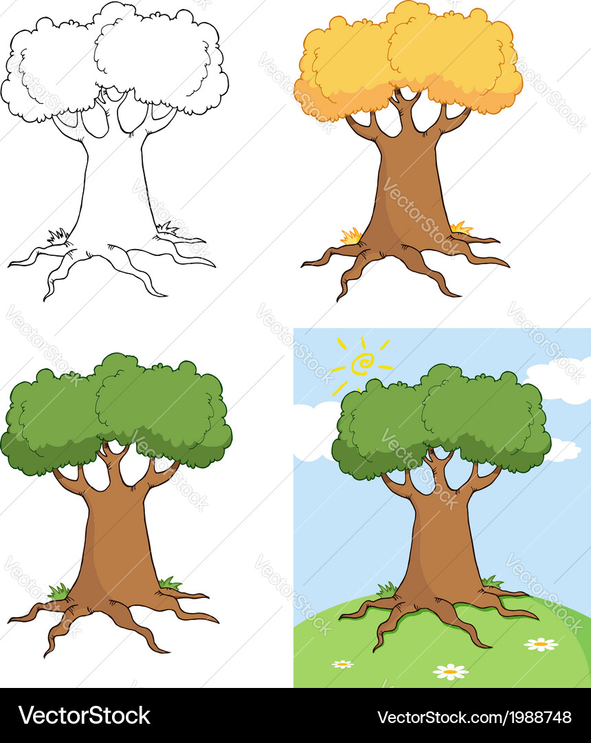 Set of cartoon trees Royalty Free Vector Image