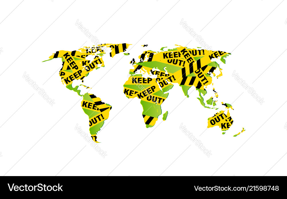 World map decorated - keep out police yellow Vector Image