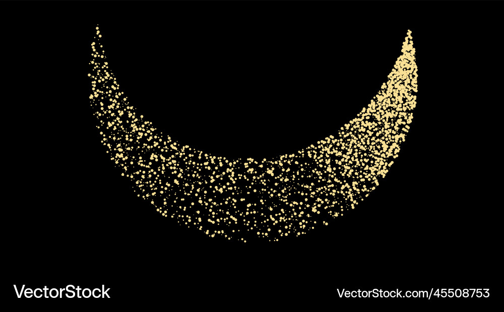 Abstract golden moon isolated on black Royalty Free Vector