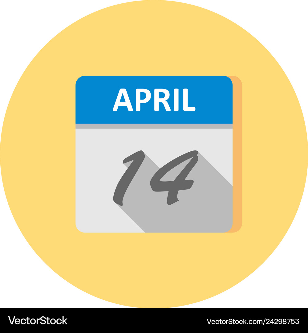 April 14th date on a single day calendar Vector Image