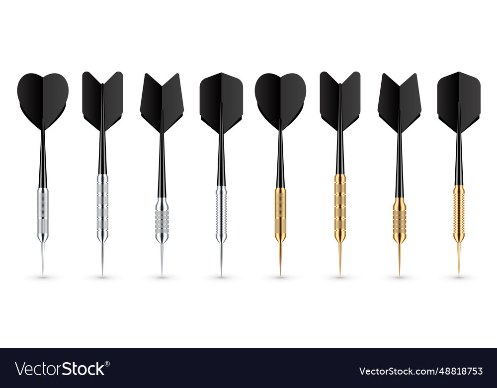Black dart arrows with metal tip and shadow Vector Image