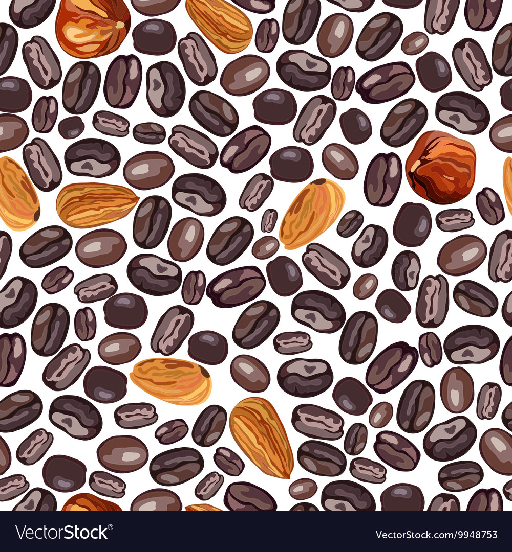 Coffee and nuts pattern Royalty Free Vector Image