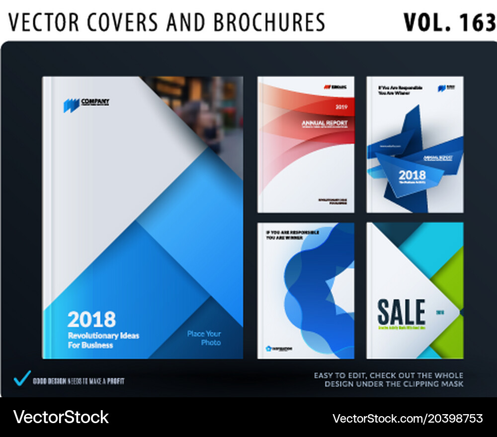 Creative design of brochure set abstract annual Vector Image