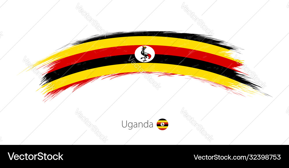 Flag uganda in rounded grunge brush stroke Vector Image
