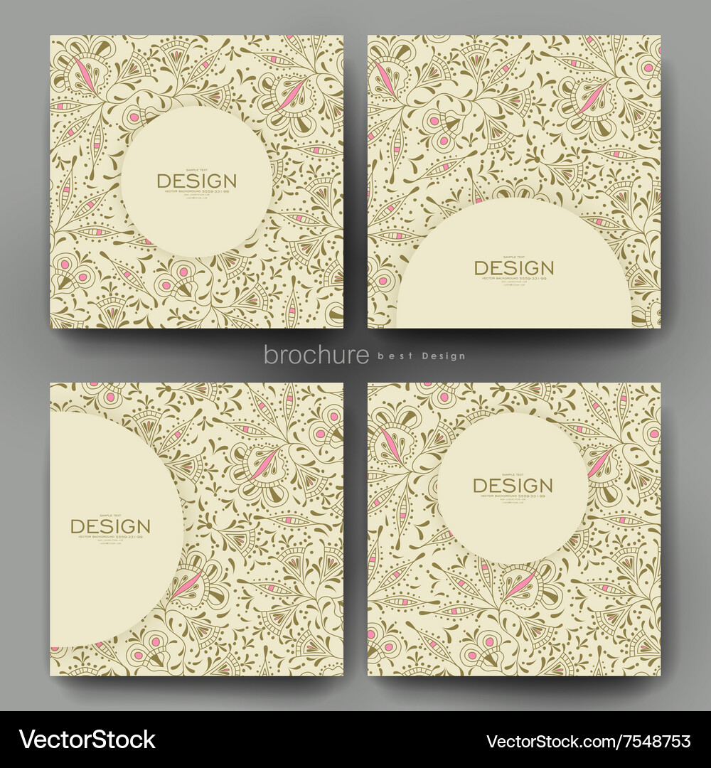 Floral ornament brochure template flyer Royalty Free Vector