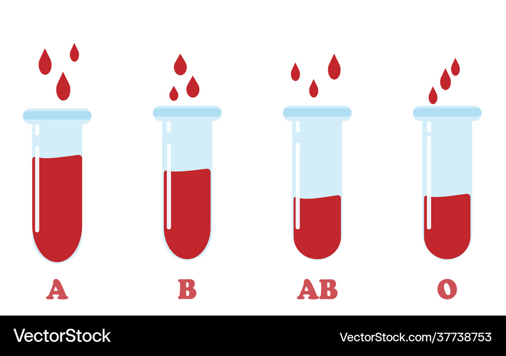 Glass tubes with blood type Royalty Free Vector Image