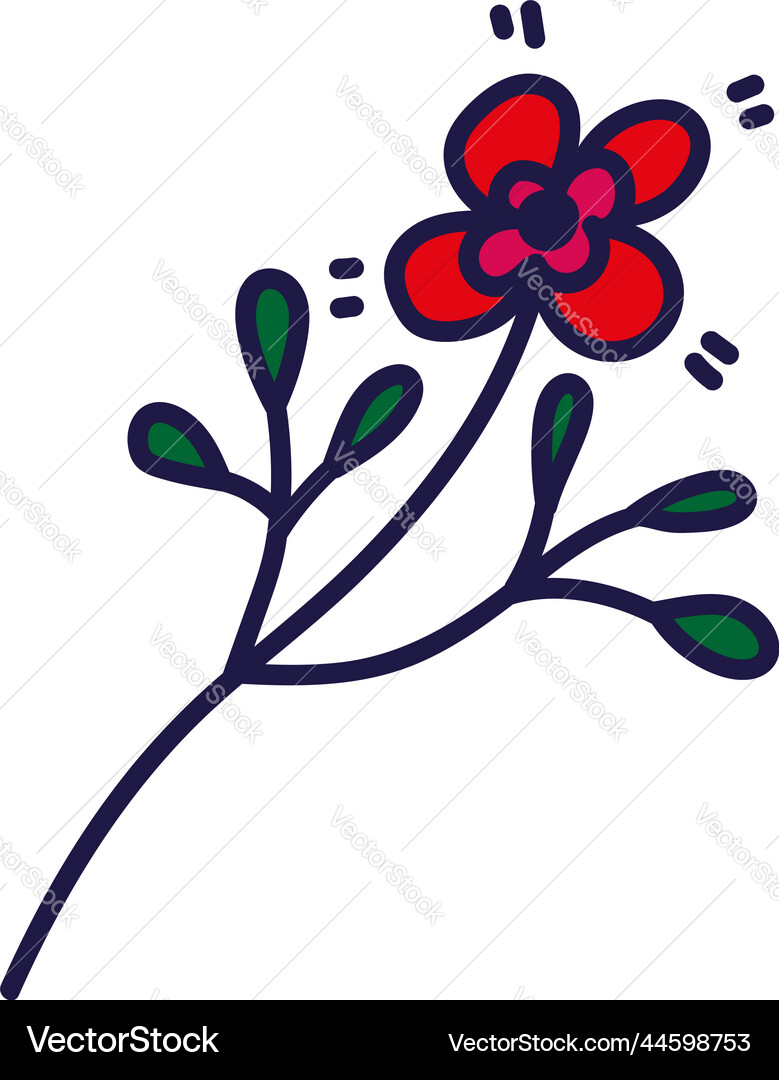 Hand drawn cute flower stylized in doodle Vector Image