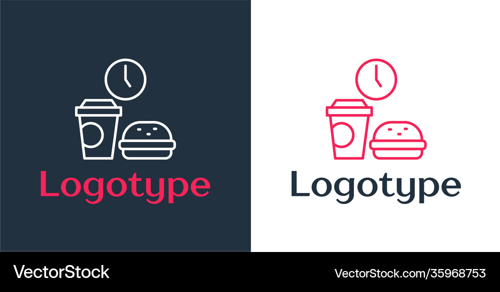 Logotype line fast food time icon isolated Vector Image