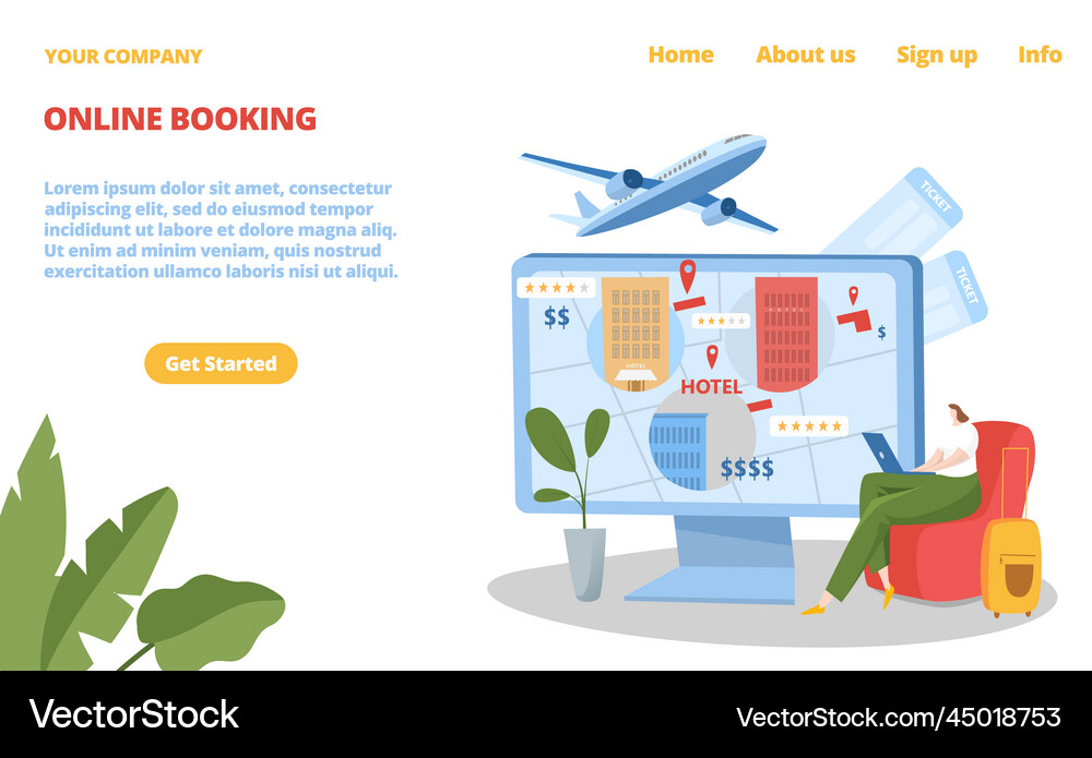 Online booking service landing page Royalty Free Vector