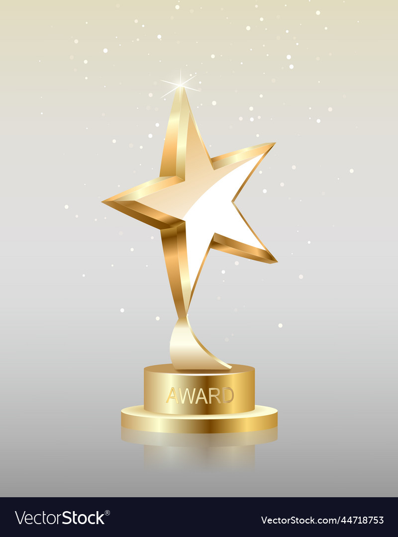 Realistic golden star trophy award Royalty Free Vector Image