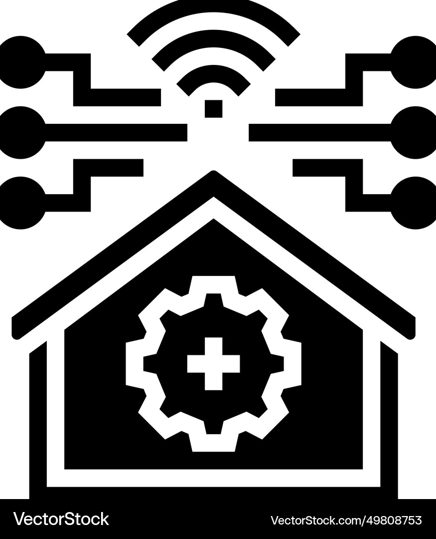 Smart technology green building glyph icon Vector Image