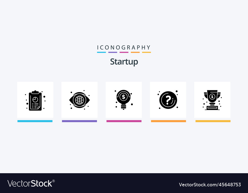 Startup glyph 5 icon pack including cup Royalty Free Vector