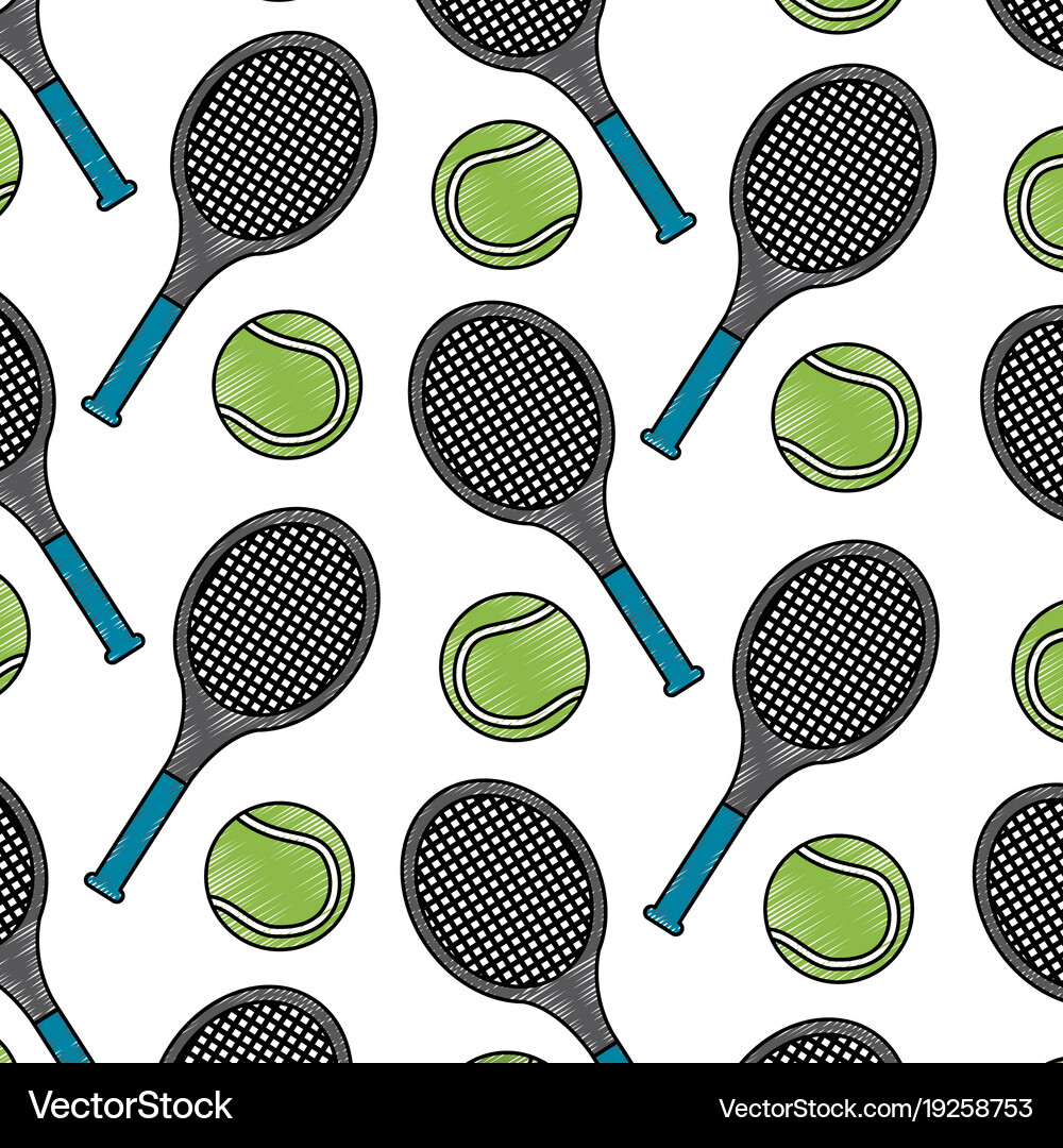 Tennis ball racket sport seamless pattern Vector Image