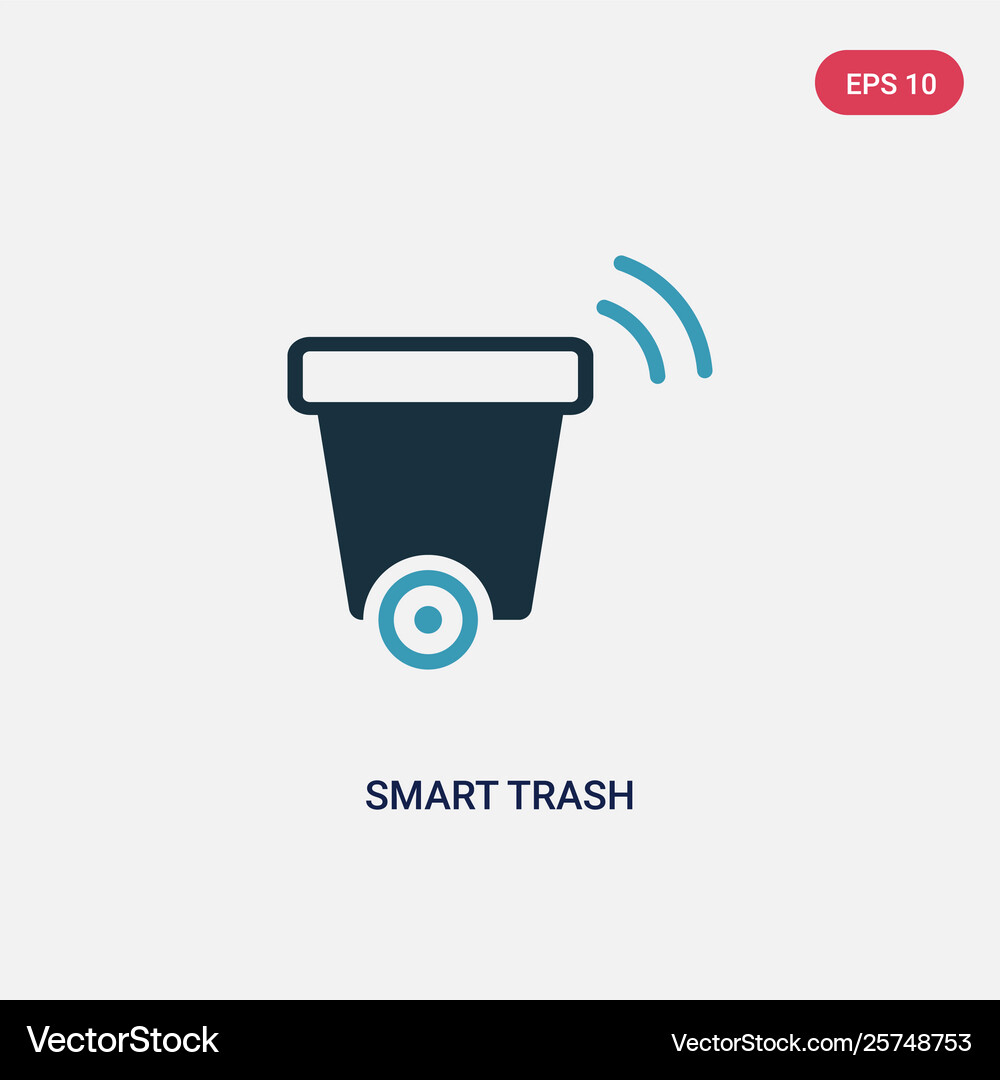Two color smart trash icon from smart home Vector Image