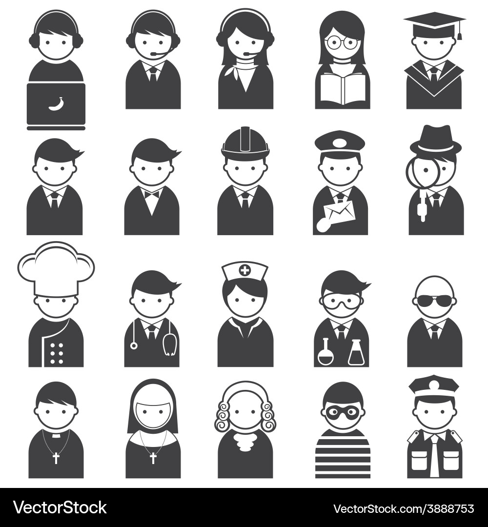 Various people symbol icons occupation set Vector Image